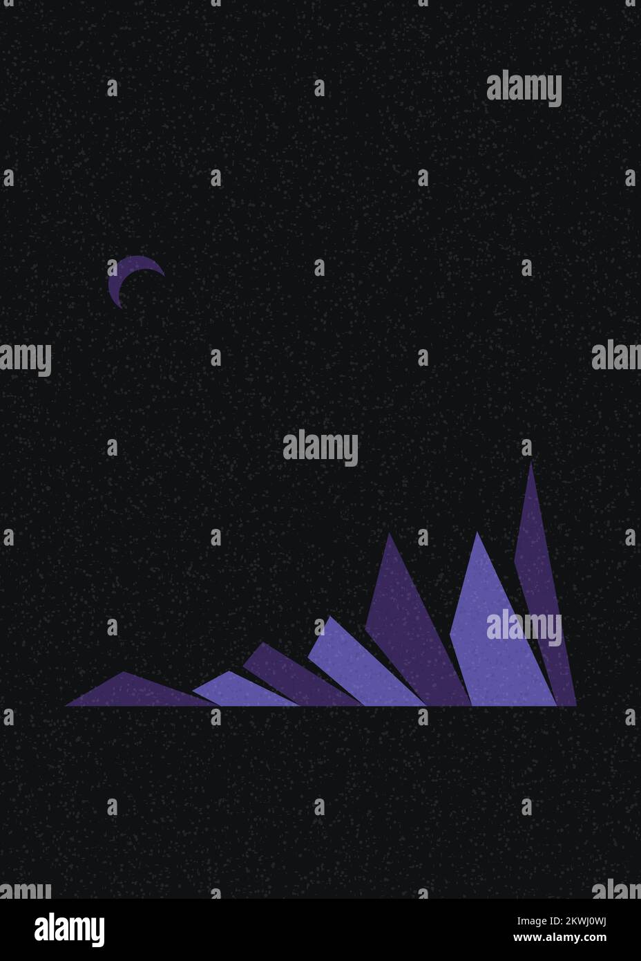 Geometric Mountains silhouette generative art poster illustration Stock ...