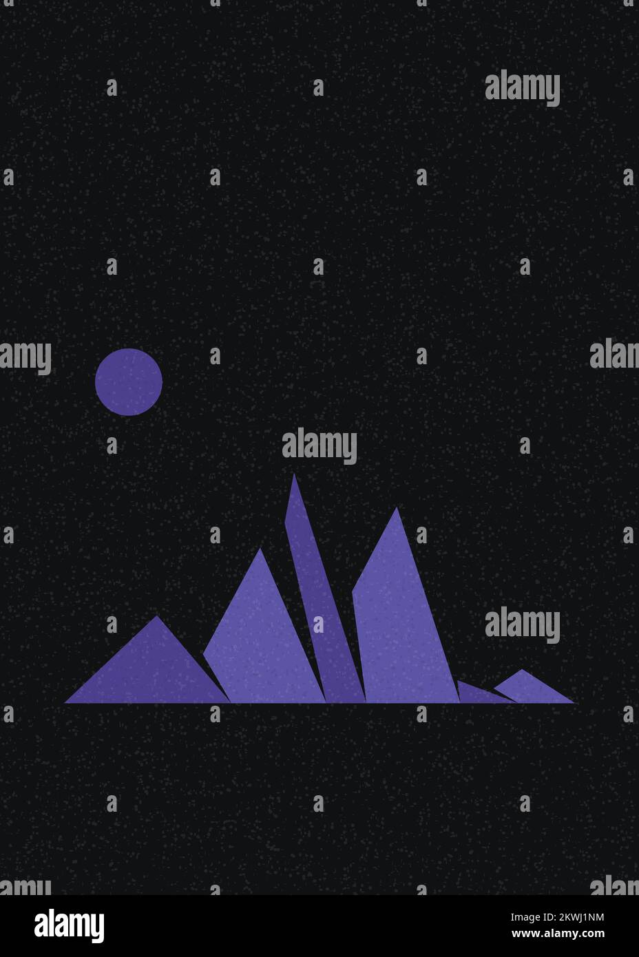 Geometric Mountains silhouette generative art poster illustration Stock ...