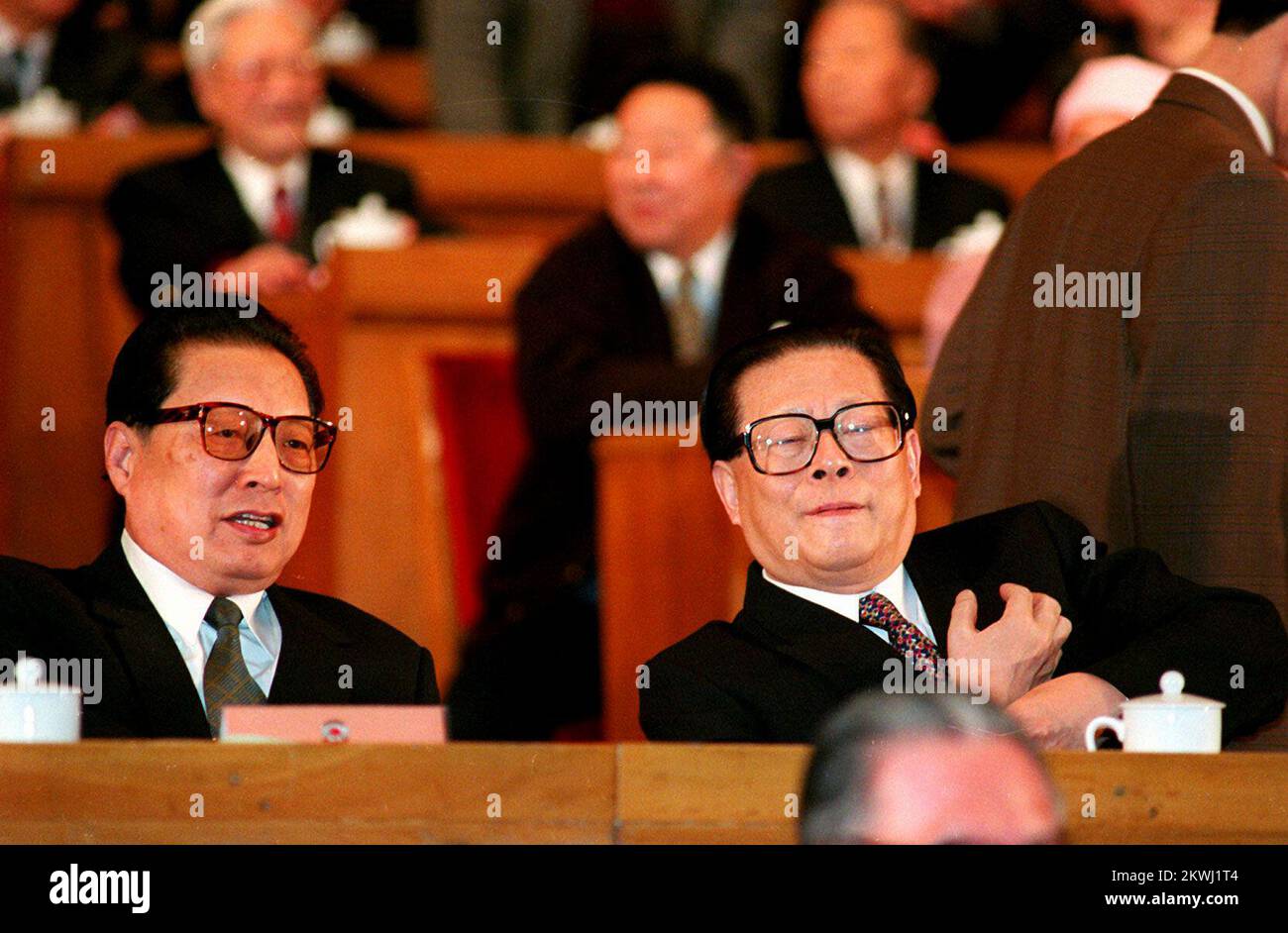 National People's Congress Chairman Qiao Shi (left) and President of ...