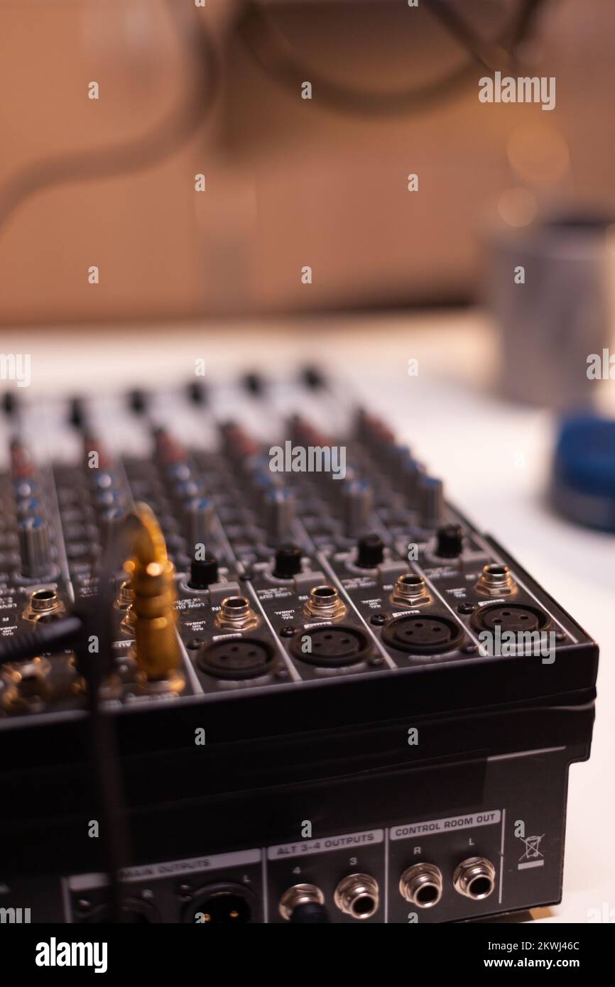 Station for recording and speaking during podcast. Influencer recording ...