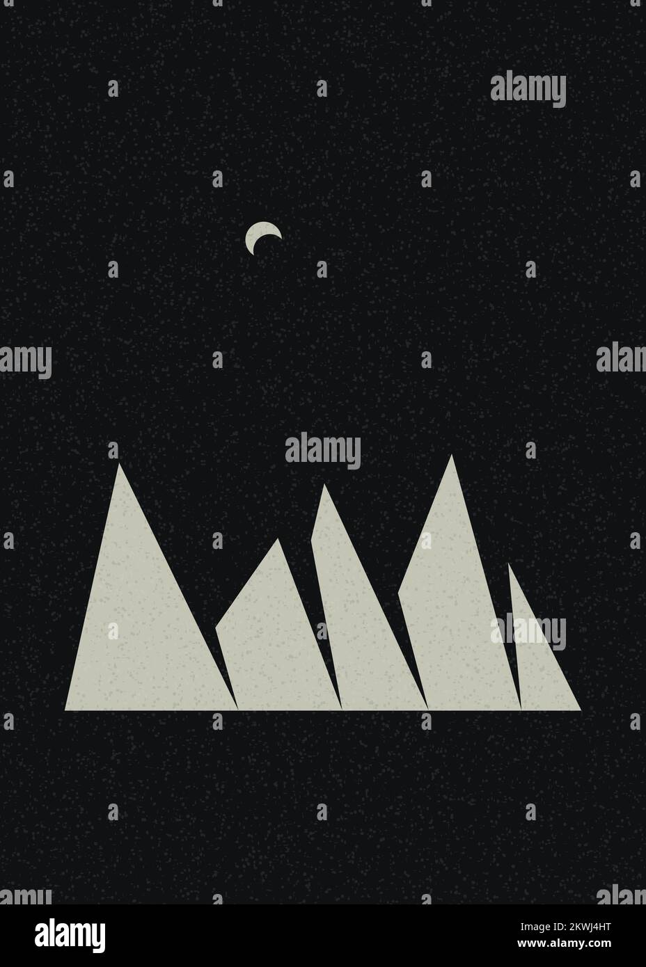 Geometric Mountains silhouette generative art poster illustration Stock ...