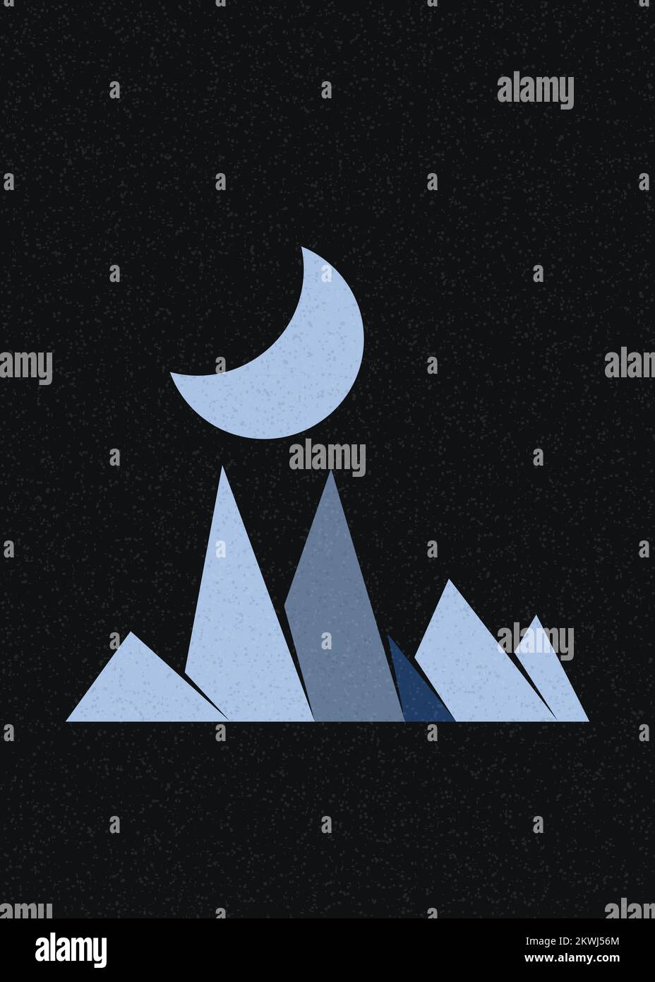 Geometric Mountains silhouette generative art poster illustration Stock ...