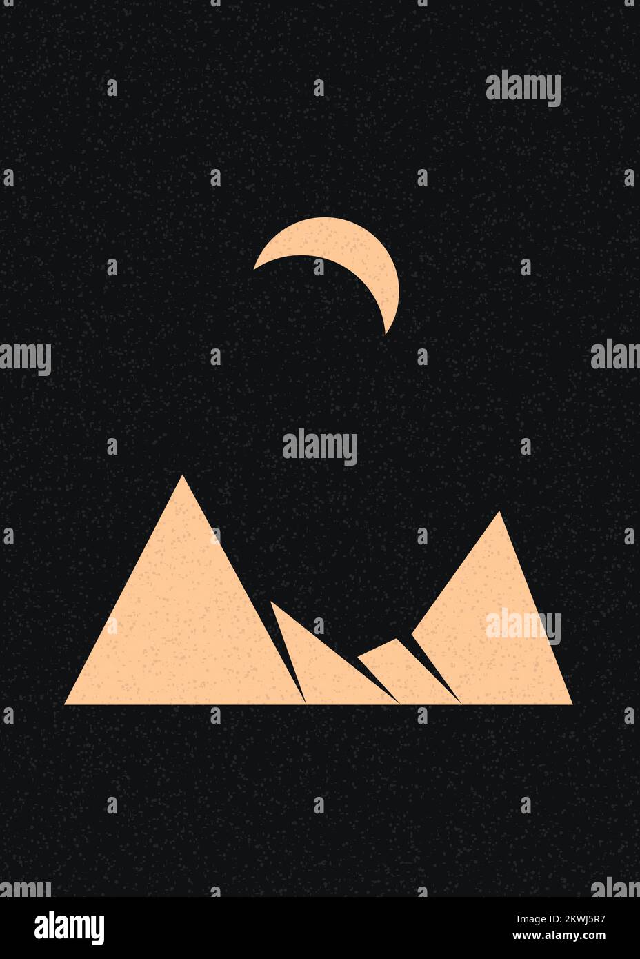 Geometric Mountains silhouette generative art poster illustration Stock ...