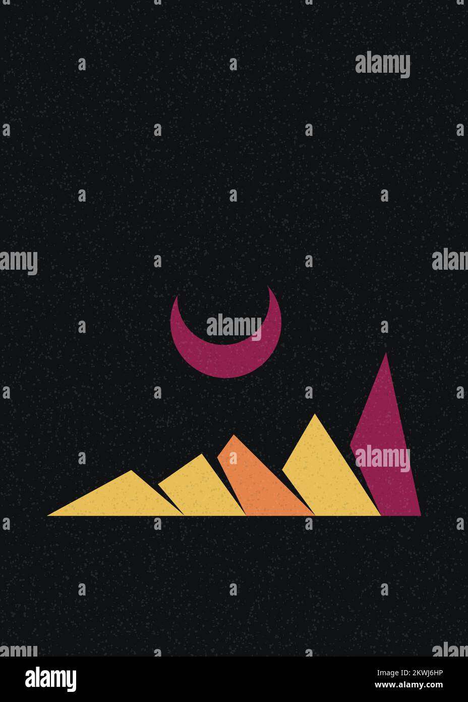 Geometric Mountains silhouette generative art poster illustration Stock ...