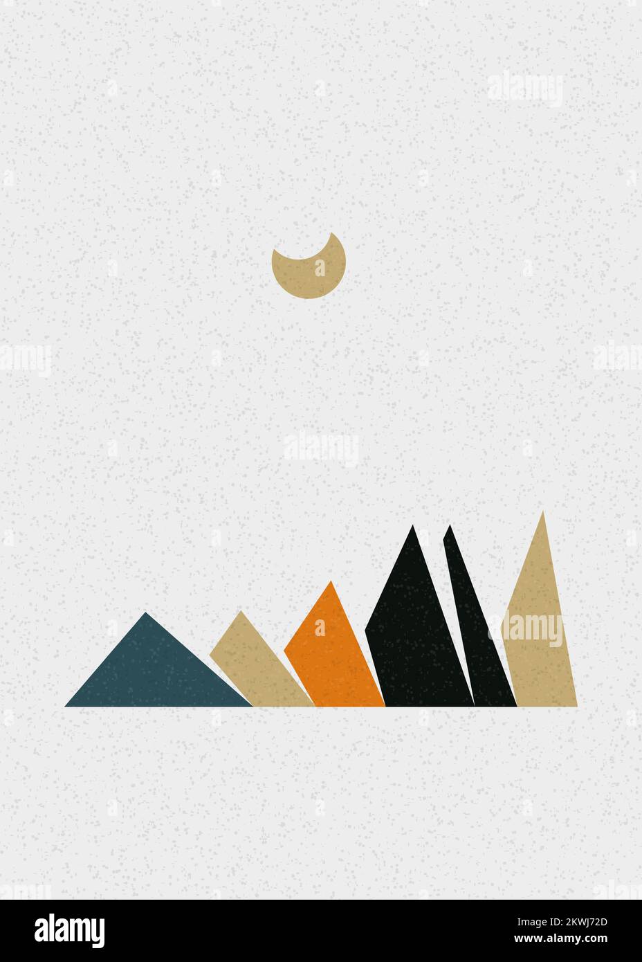 Geometric Mountains silhouette generative art poster illustration Stock ...