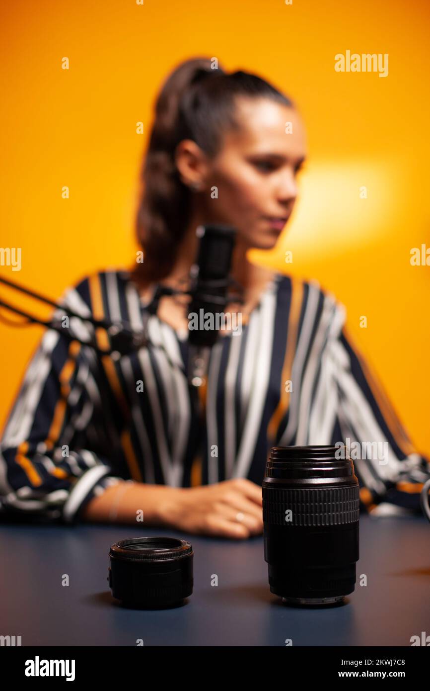 Close up influencer talking on hi-res stock photography and images - Alamy