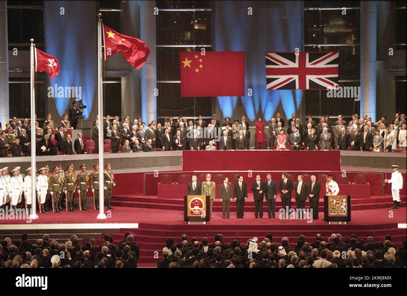 Jiang Zemin shakes hand with Prince Charles at the HK handover ceremony ...