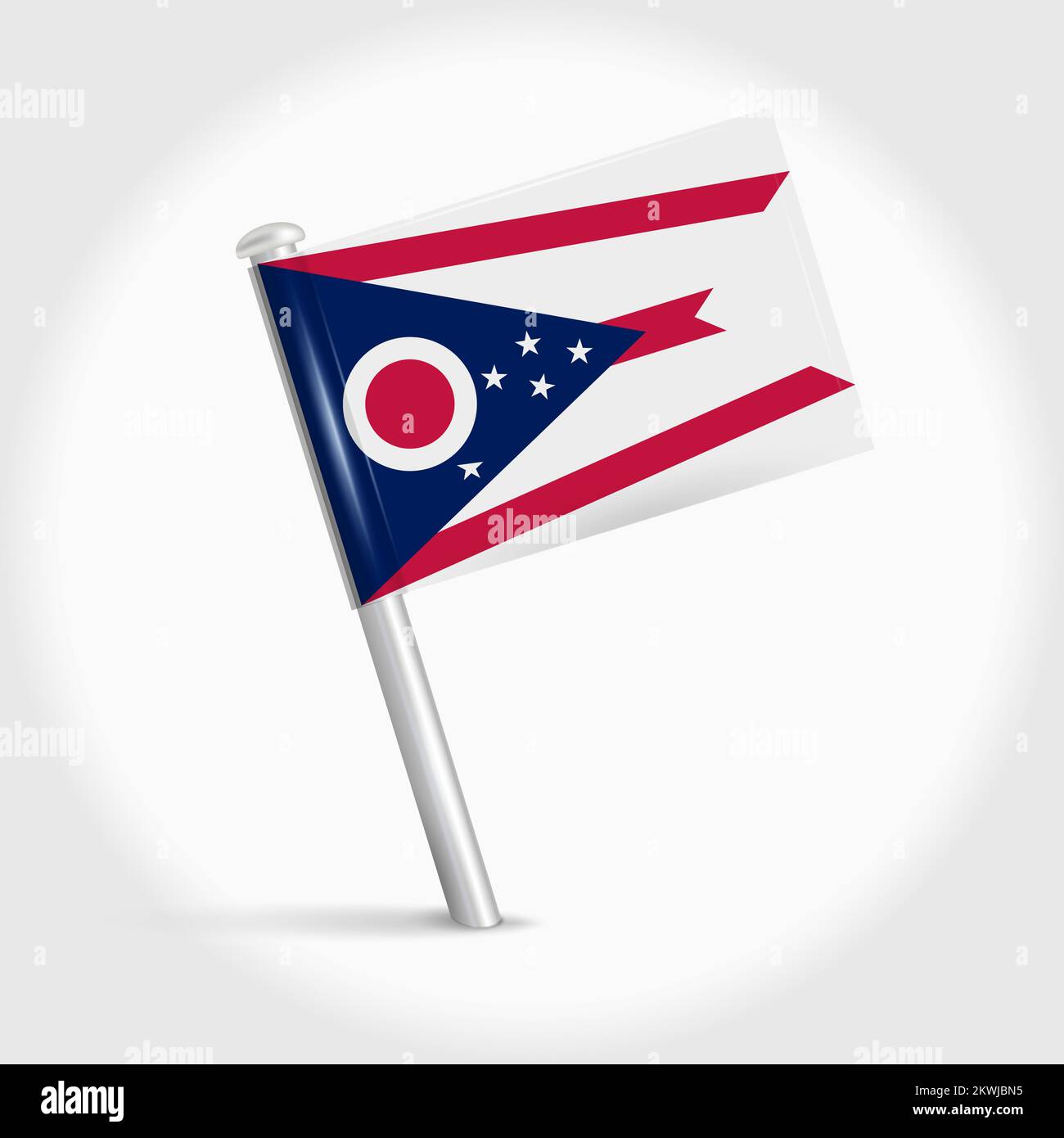 Ohio map pin flag icon. Pennant map marker on a metal needle. 3D ...