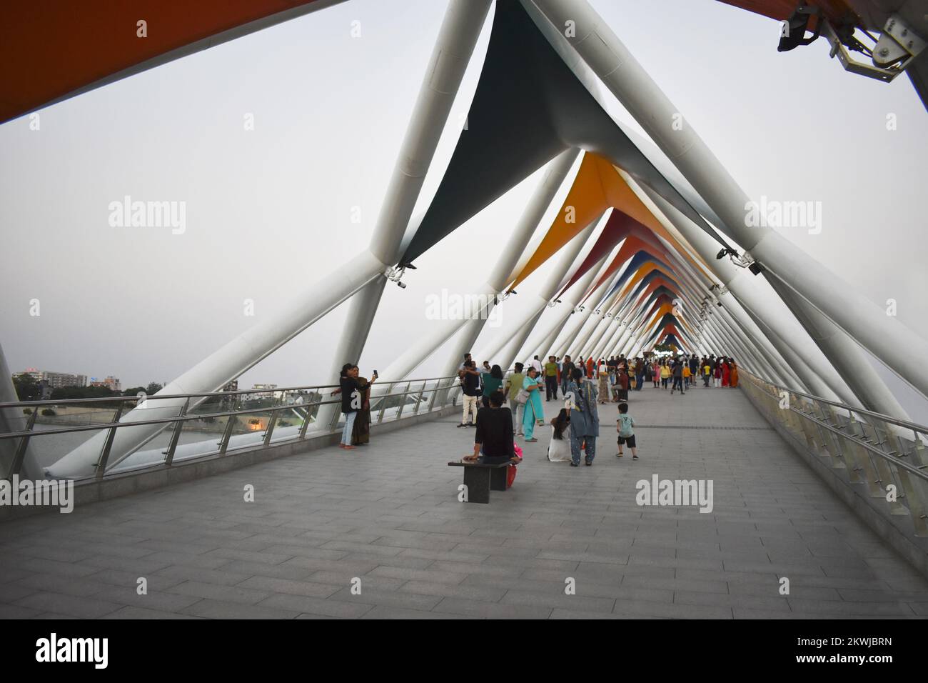 INDIA, GUJRAT, AHMEDABAD, September 2022, People at Atal Pedestrian ...