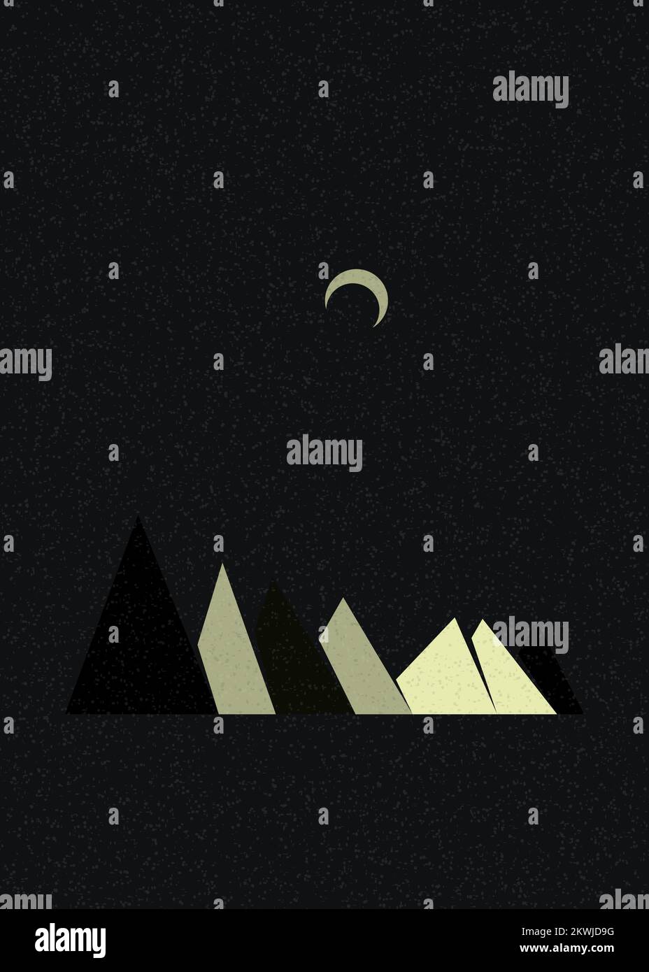 Geometric Mountains silhouette generative art poster illustration Stock ...