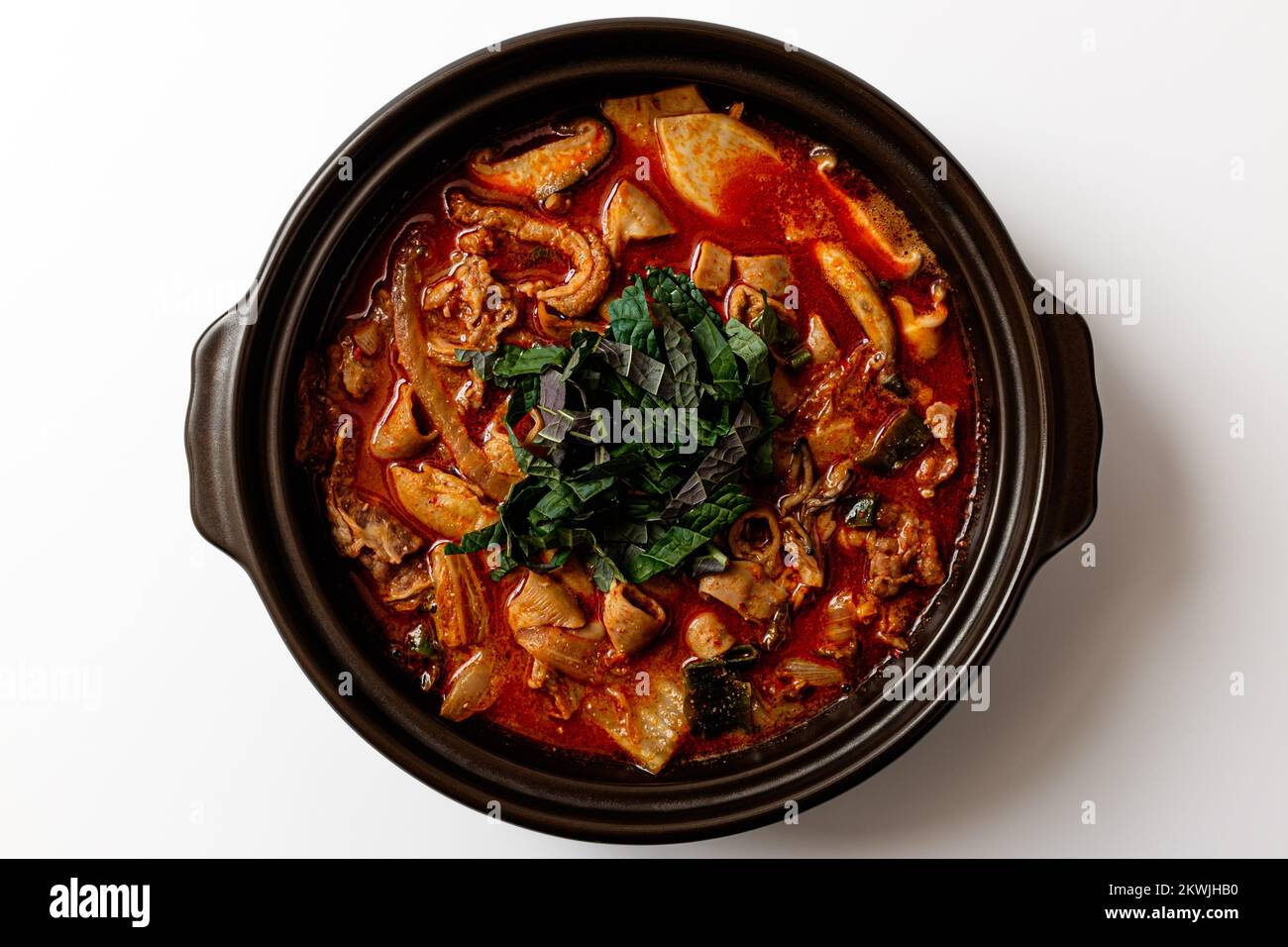 Beef Chitterlings Hotpot on White Background Stock Photo - Alamy