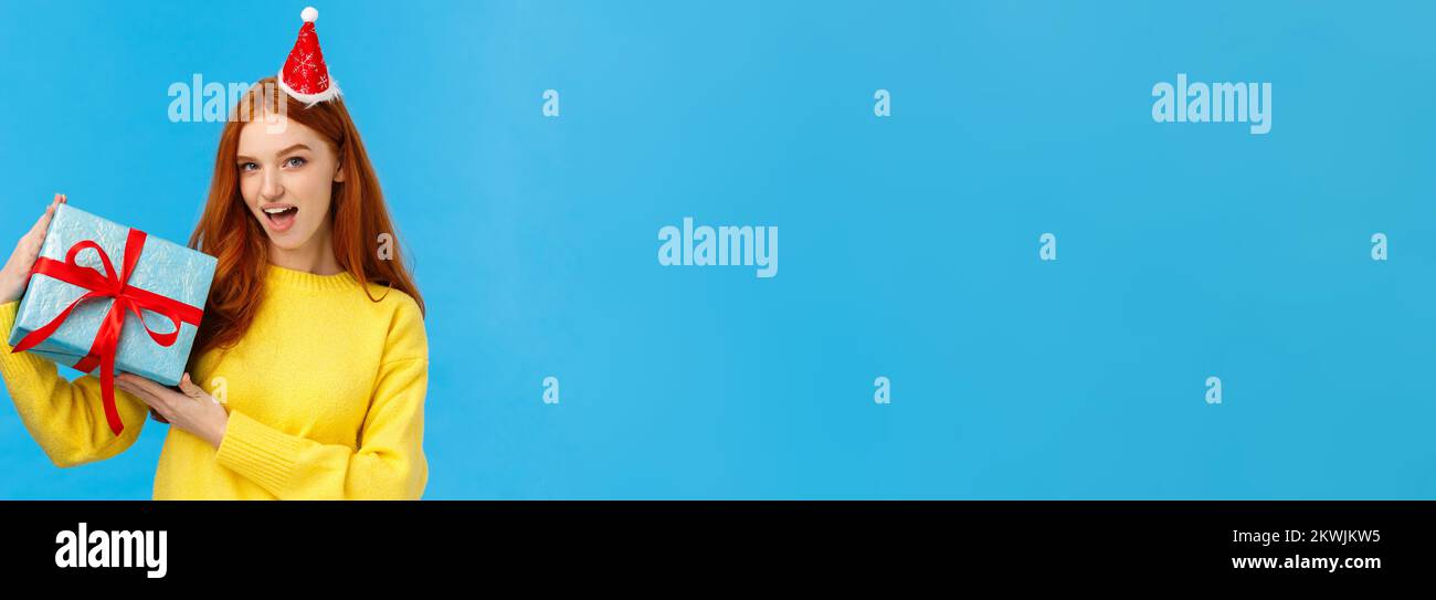 Check-out my gift. Sassy and daring good-looking redhead woman show-off ...