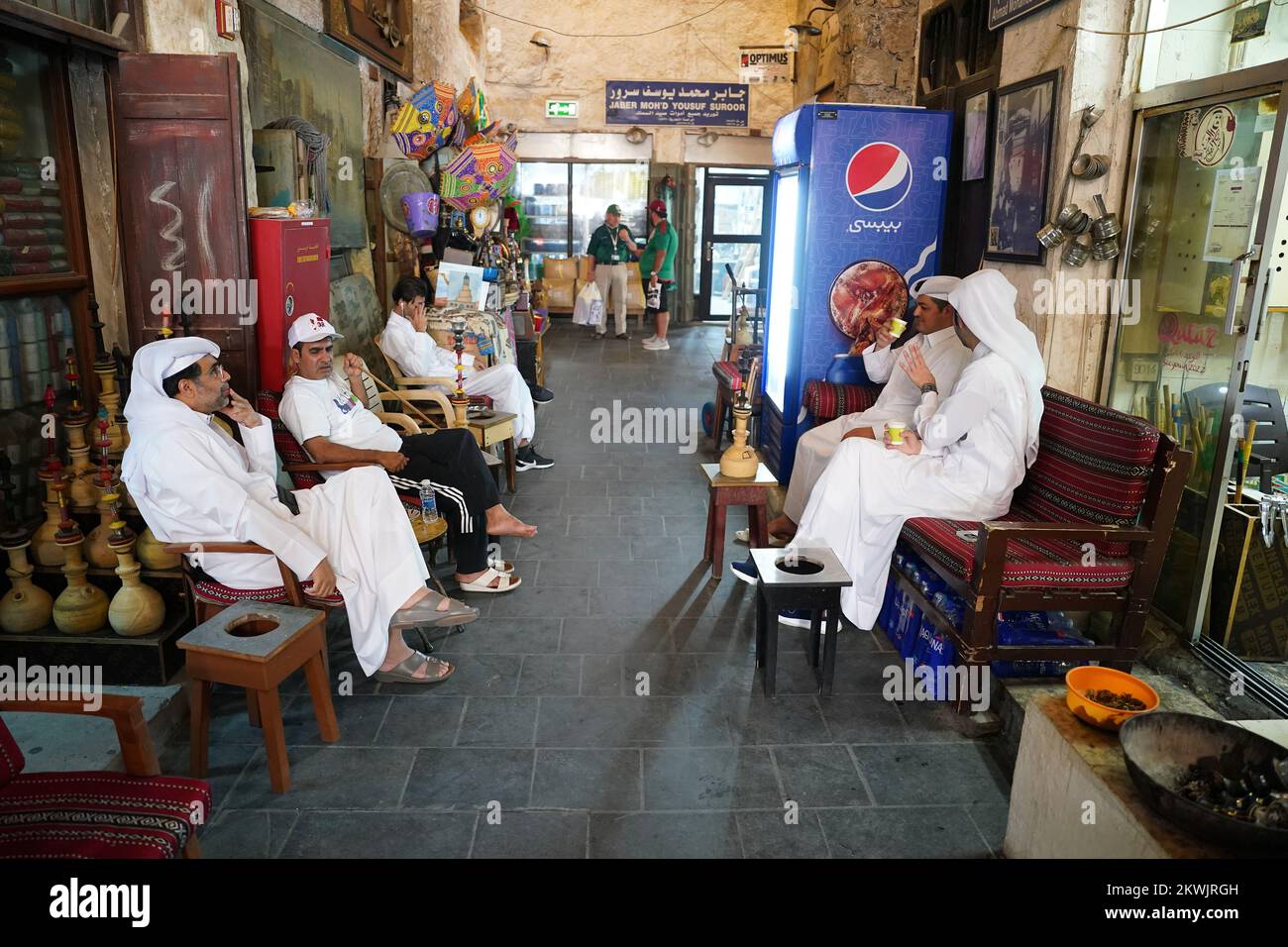 Local residents in the Souq area of Doha. Picture date: Wednesday ...