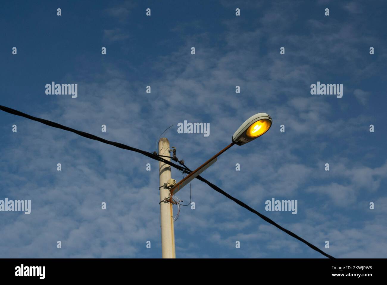 infrared image of the residential lamp post illuminating the street ...