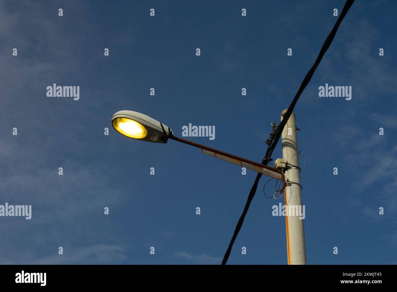infrared image of the residential lamp post illuminating the street ...