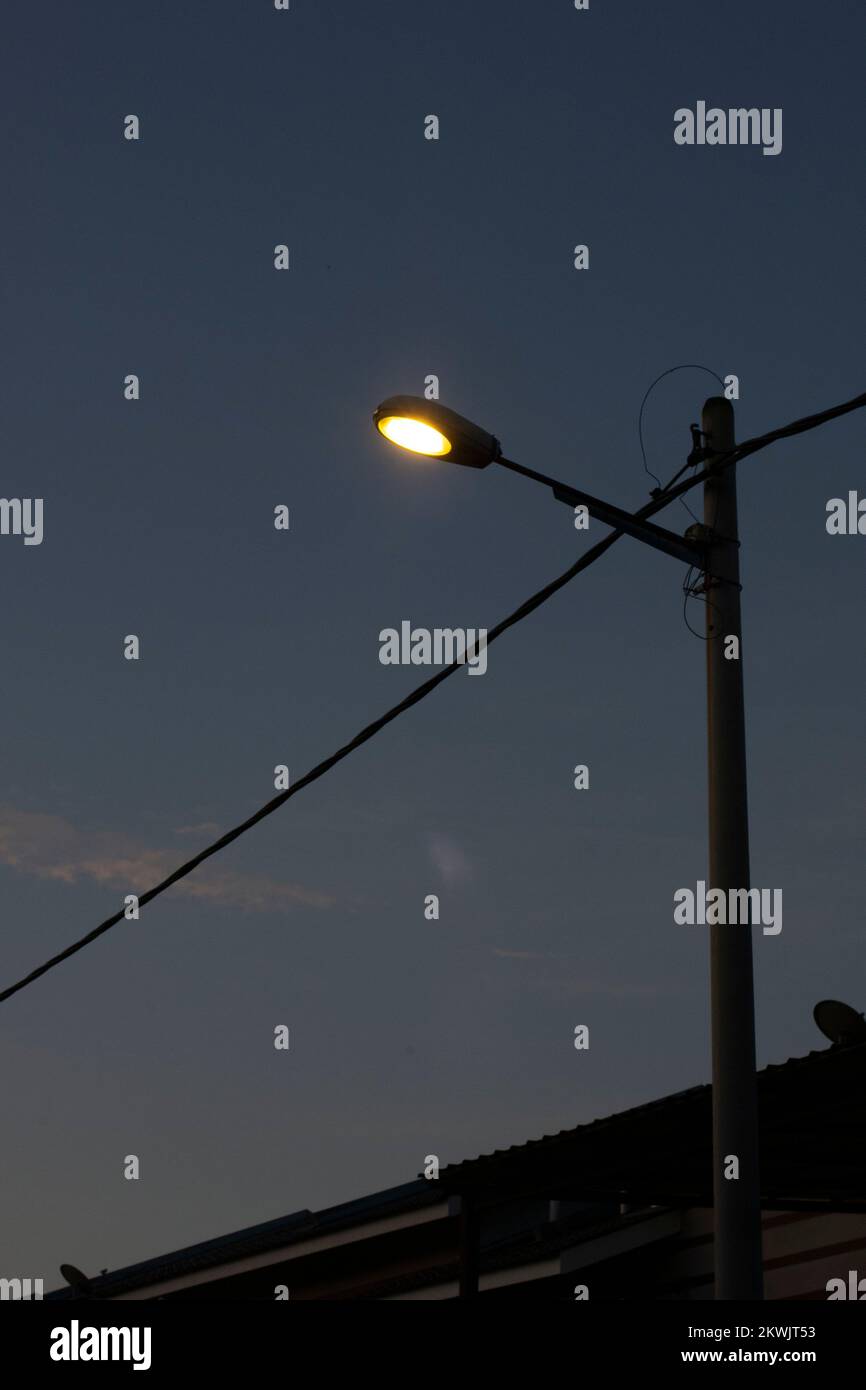 infrared image of the residential lamp post illuminating the street ...