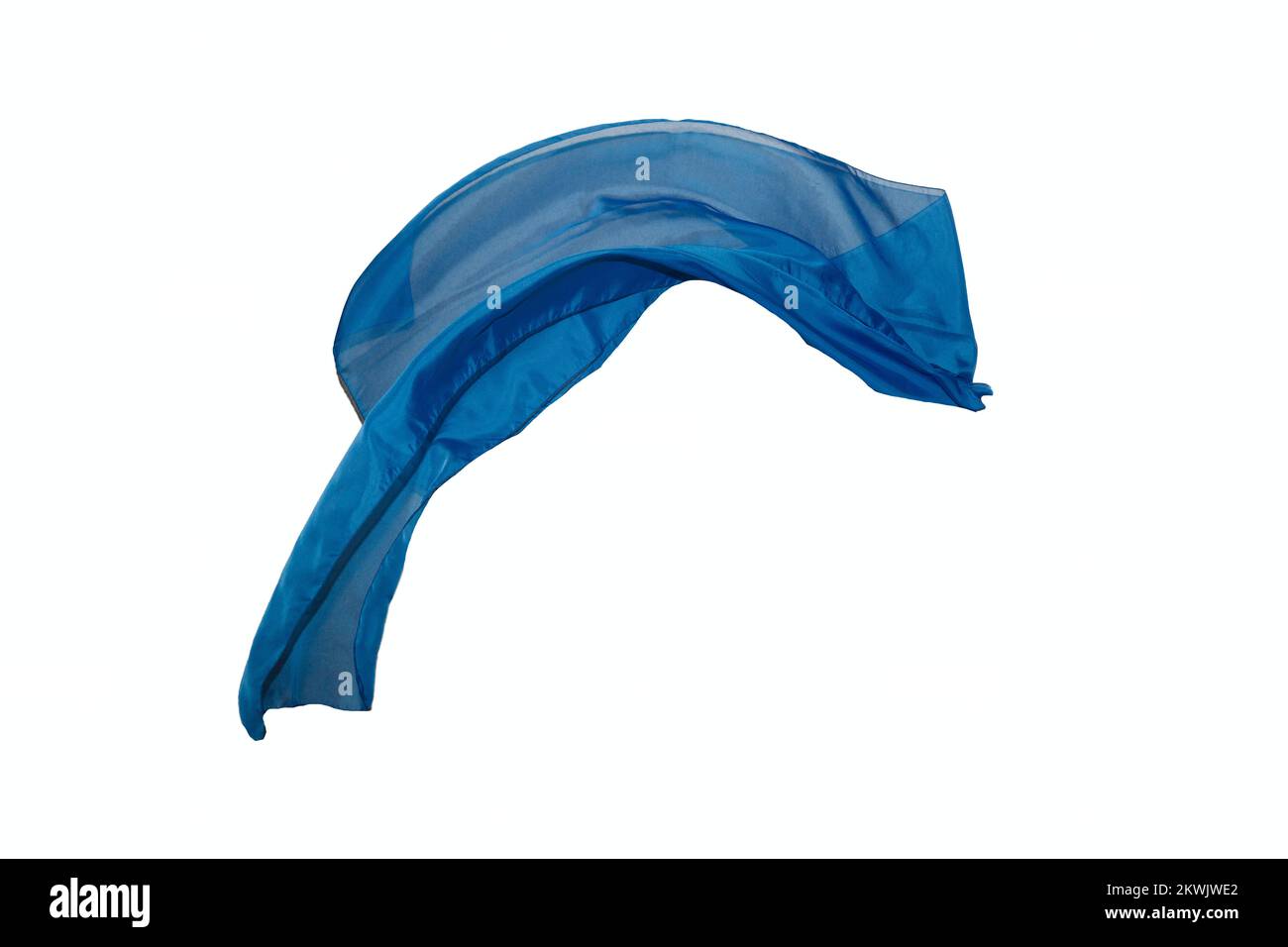 wavy blue silk scarf isolated on white background. High quality photo ...