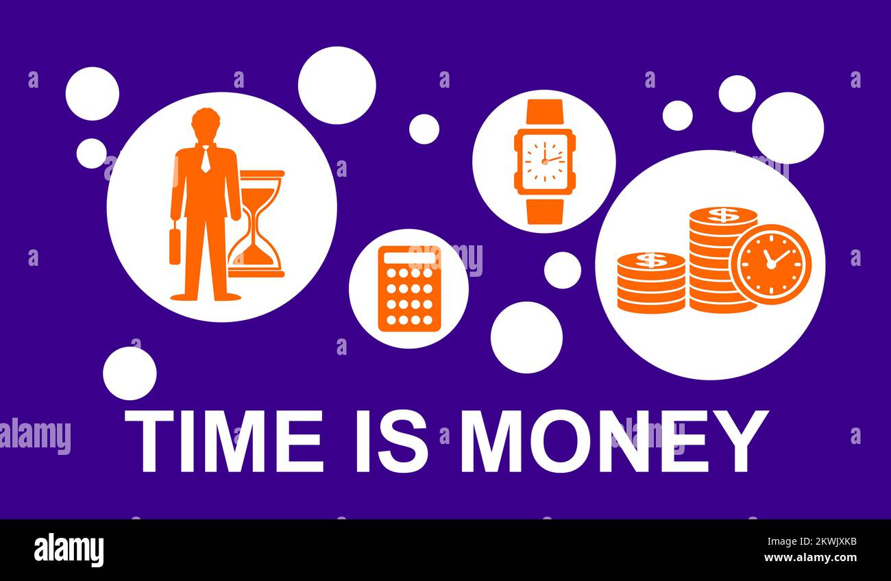 Illustration of a time is money concept Stock Photo - Alamy