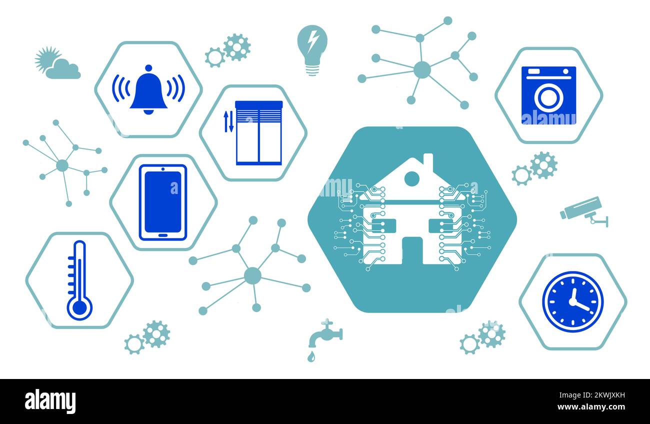 Smart house concept icons control Cut Out Stock Images & Pictures - Alamy