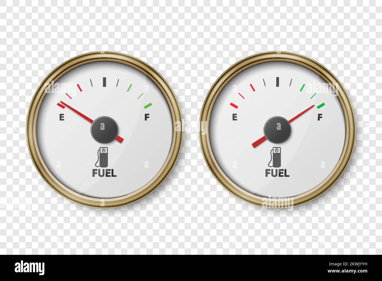 Vector 3d Realistic Golden Metallic Gas Fuel Tank Gauge, Oil Level Bar ...