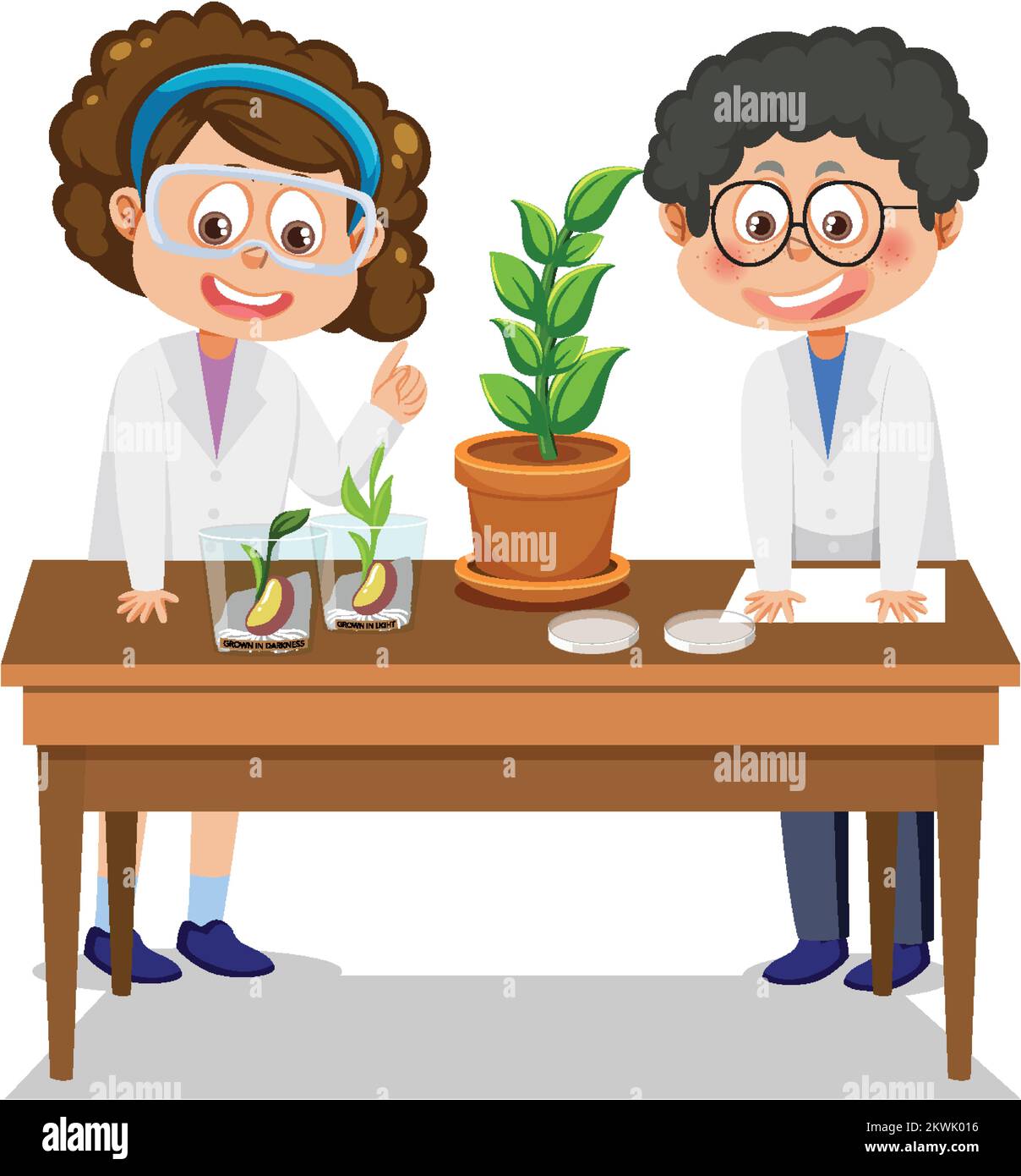 Scientist kids doing science experiment illustration Stock Vector Image ...