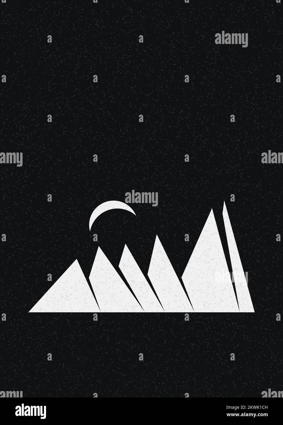 Geometric Mountains silhouette generative art poster illustration Stock ...