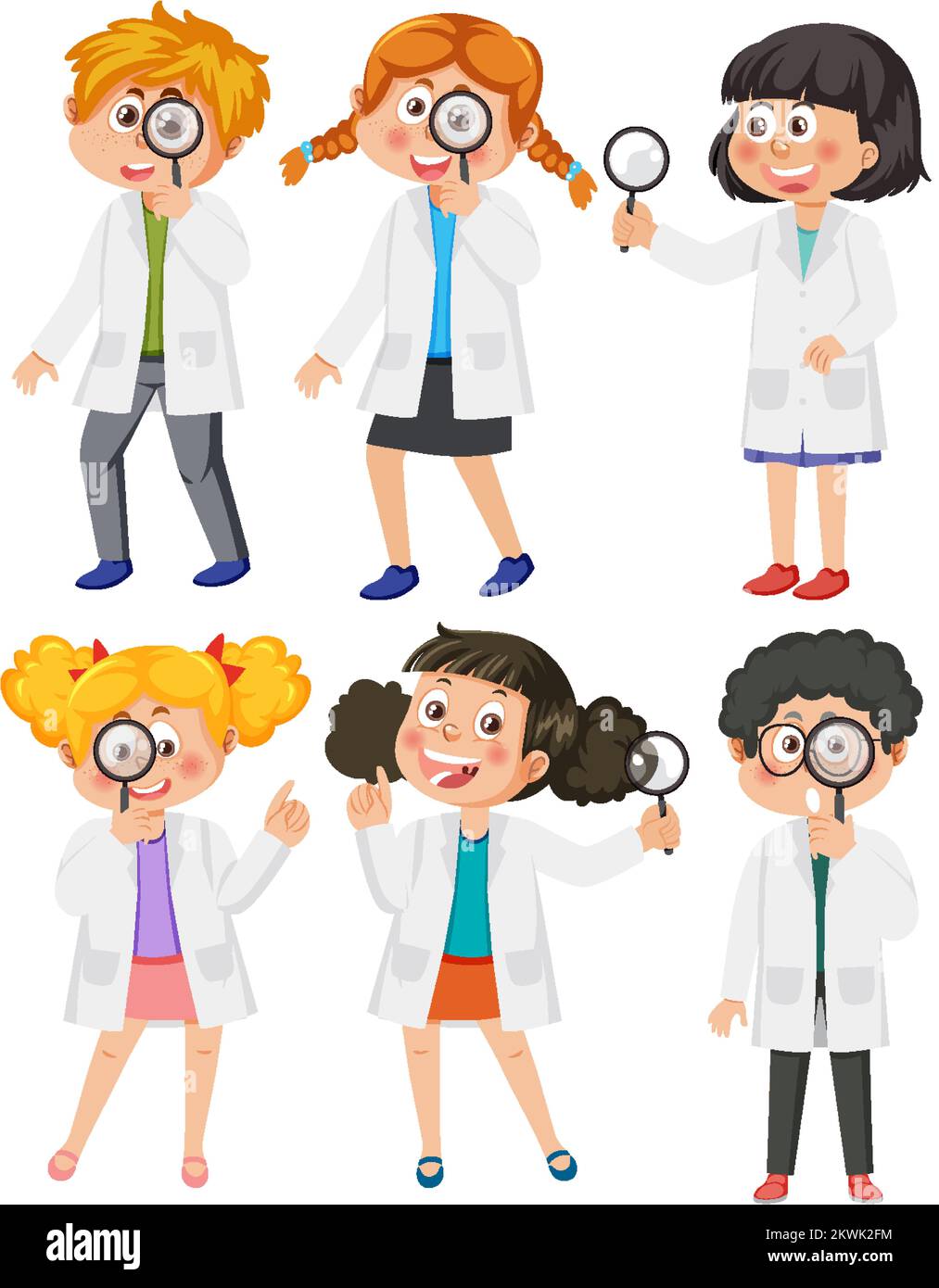 Set of different kids in scientist outfits illustration Stock Vector ...