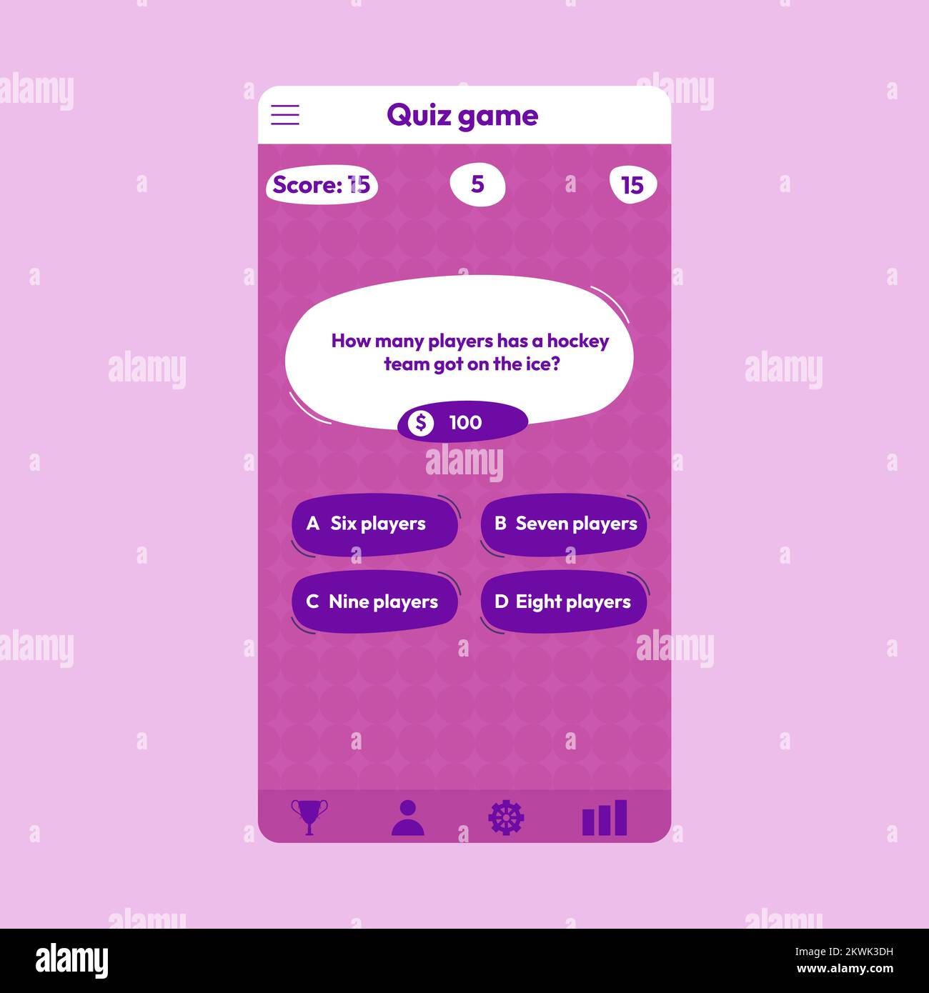 Quiz Test Lottery Millionaire Menu Template Quiz Game Frame Flat