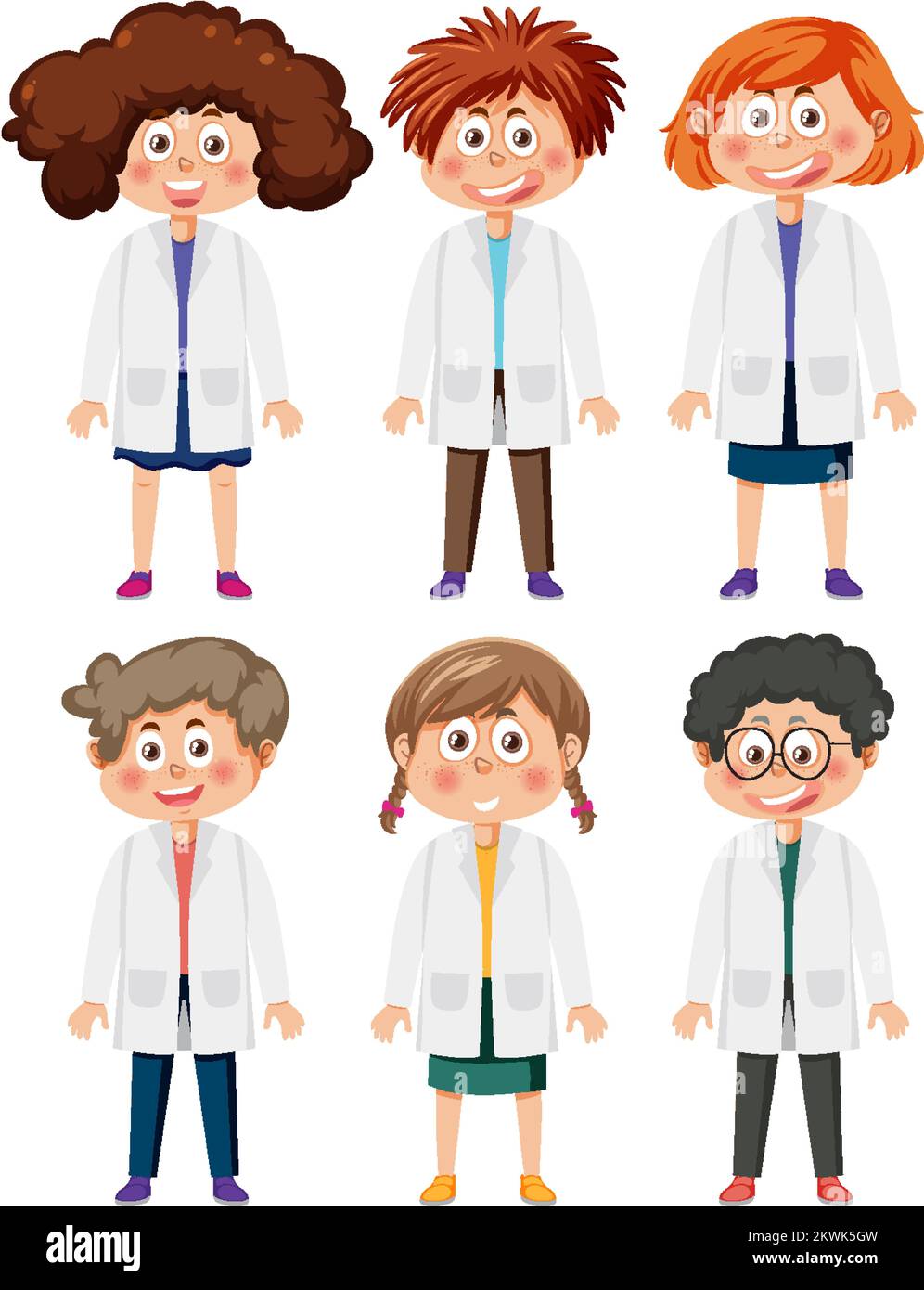 Set of different kids in scientist outfits illustration Stock Vector ...
