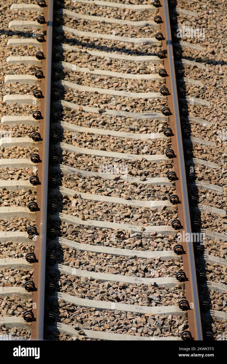 Railway rails in Poland - railway infrastructure Stock Photo - Alamy