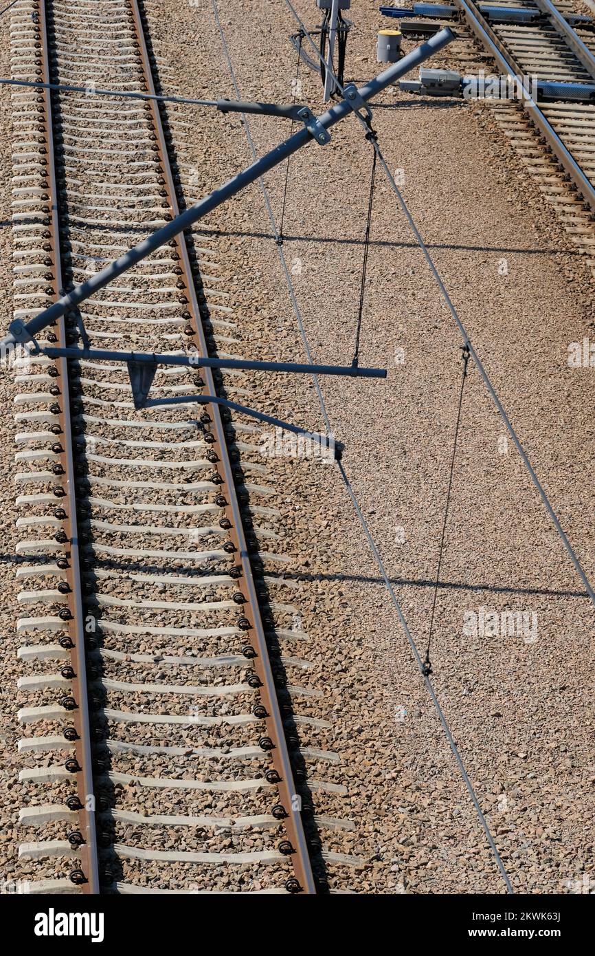 Railway rails in Poland - railway infrastructure Stock Photo - Alamy