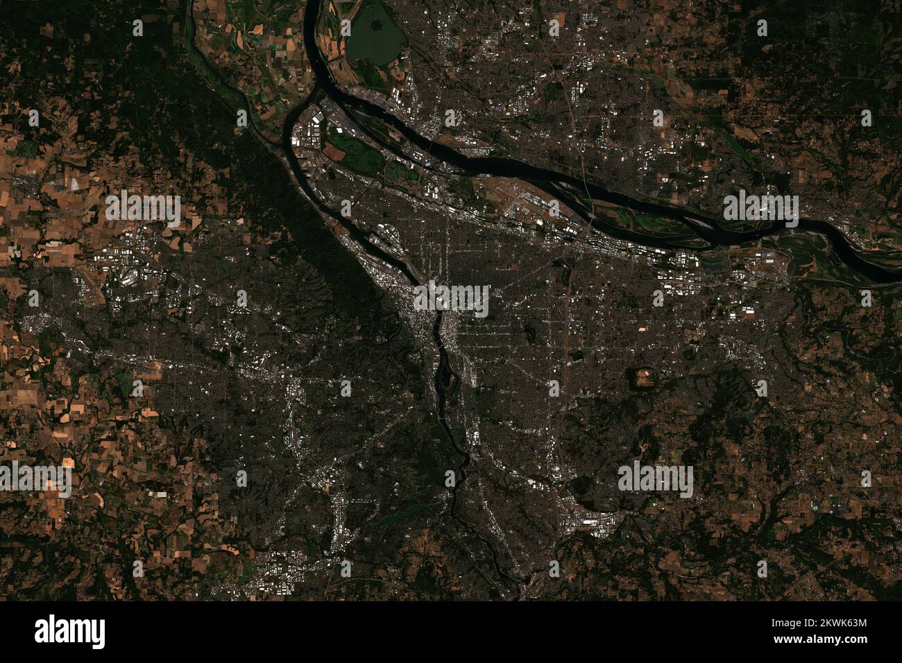 High resolution satellite image of Portland in Oregon, USA - contains ...