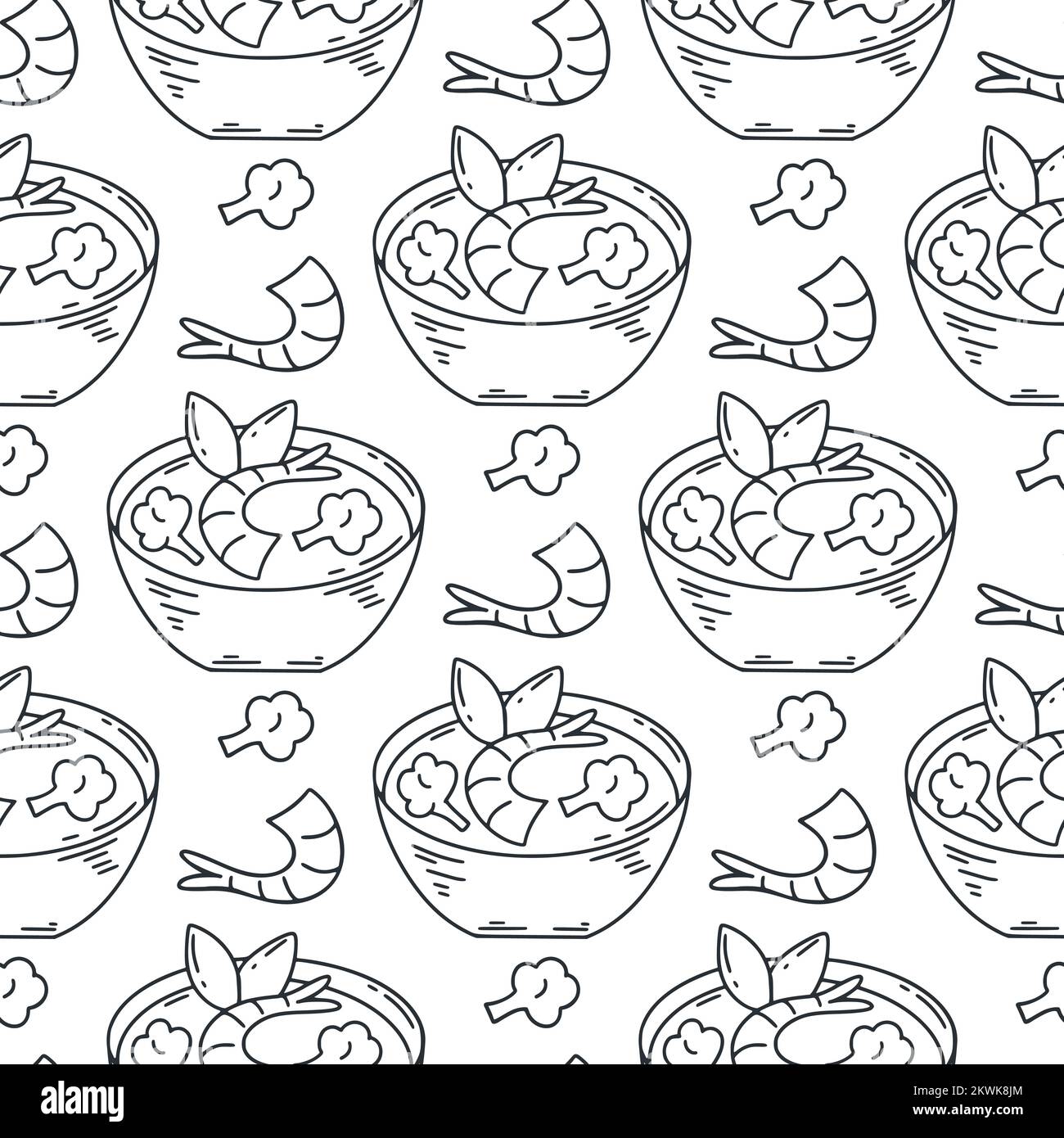 Miso soup doodle seamless pattern. Background asiafood ink sketch Stock ...
