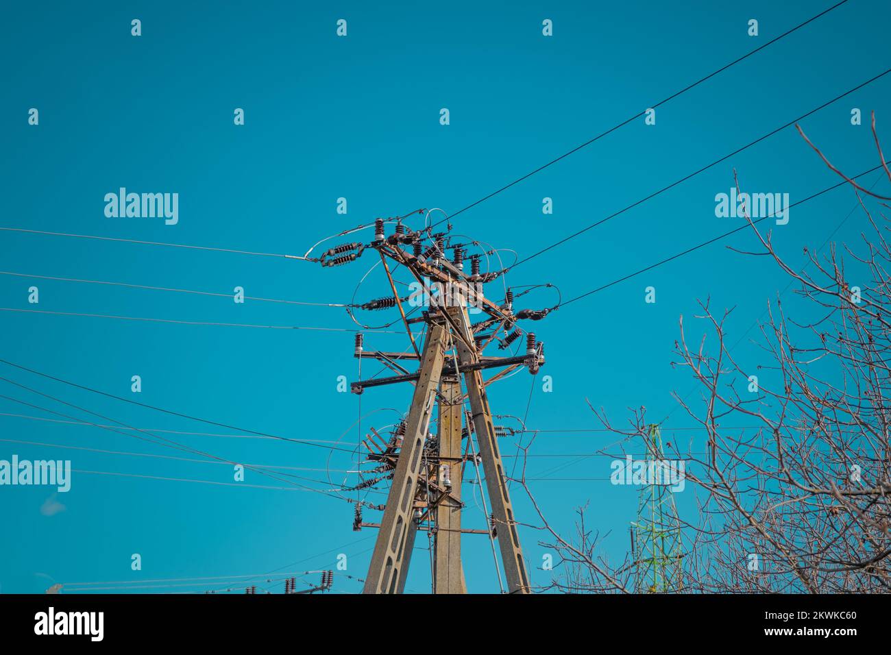 High voltage pole - electrical infrastructure, electric pole and energy ...