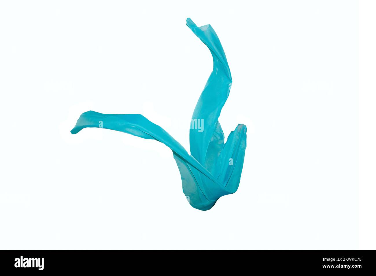 wavy blue silk scarf isolated on white background. High quality photo ...