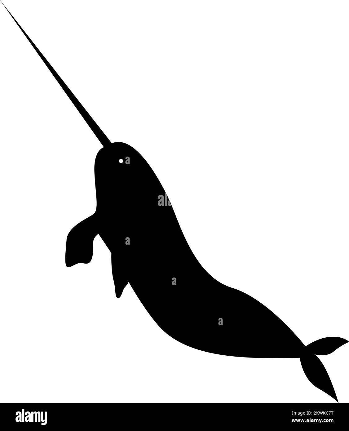 Black silhouettes of narwhal. Vector illustration Stock Vector Image ...