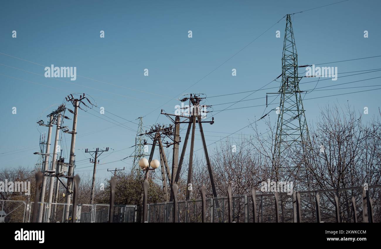 High voltage pole - electrical infrastructure, electric pole and energy ...