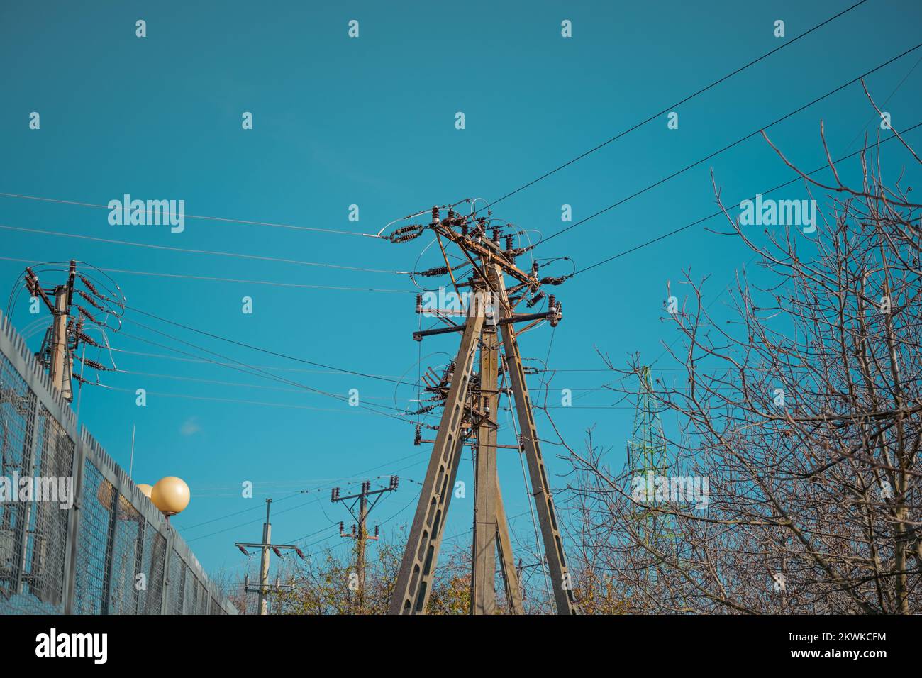 High voltage pole - electrical infrastructure, electric pole and energy ...