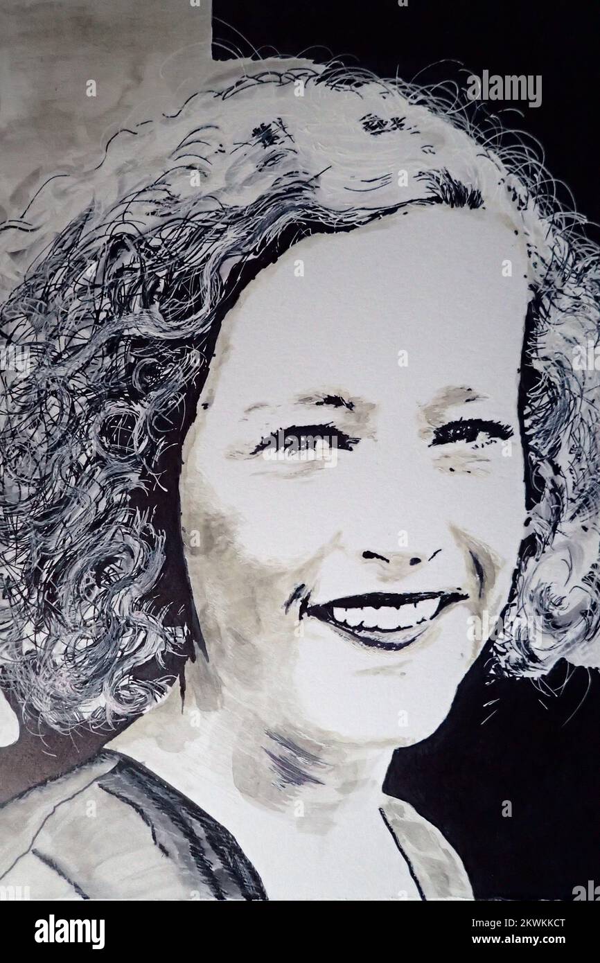 Daily Abstract. Pen, ink and paint image of Cathy Newman Journalist and ...