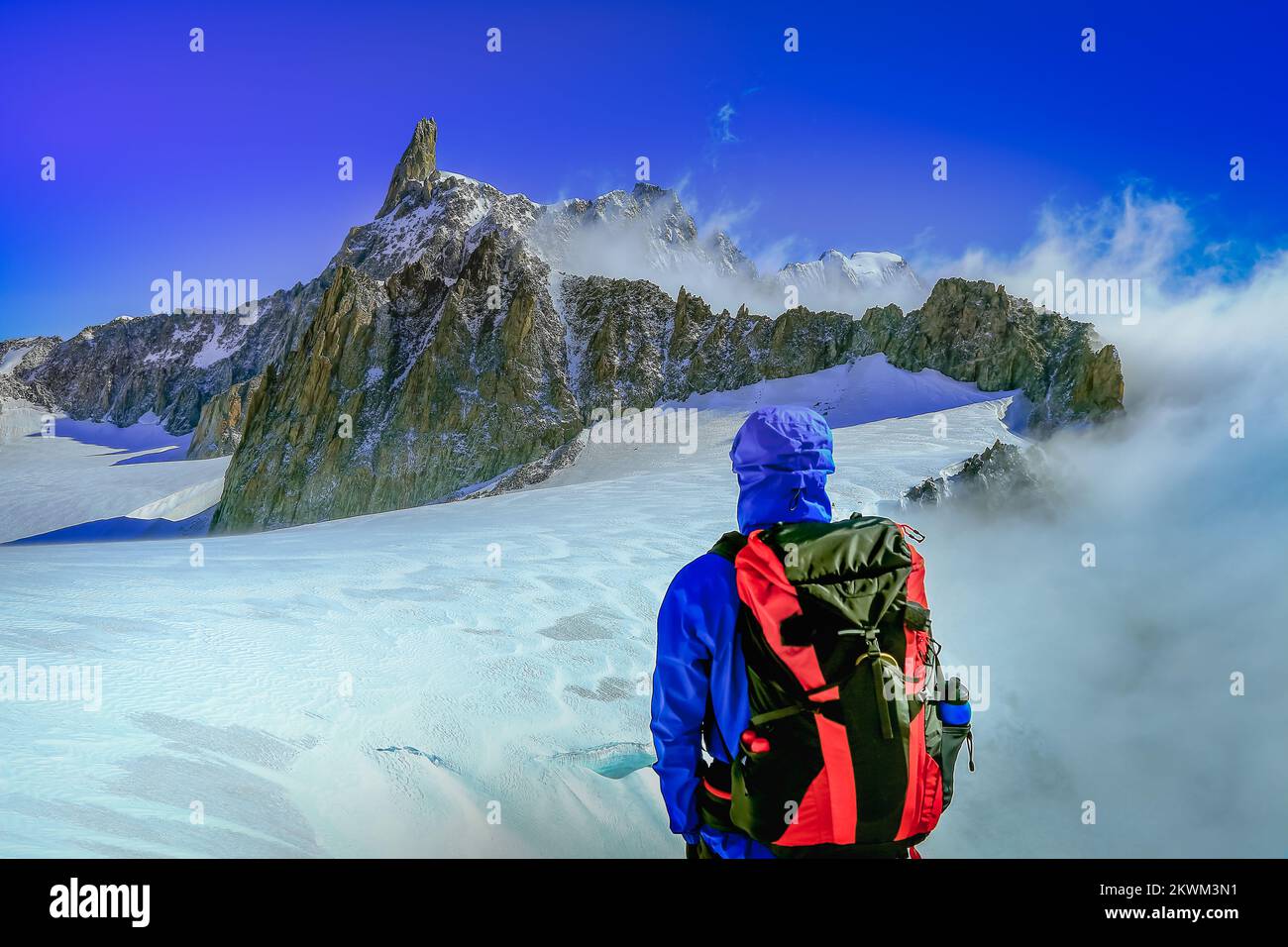 Monte Bianco, Mont Blanc landscape and Dent du Geant, Aosta Valley ...