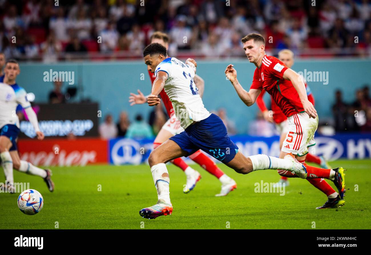 Doha, Qatar. 29th Nov, 2022. Jude Bellingham (England), Chris Mepham ...