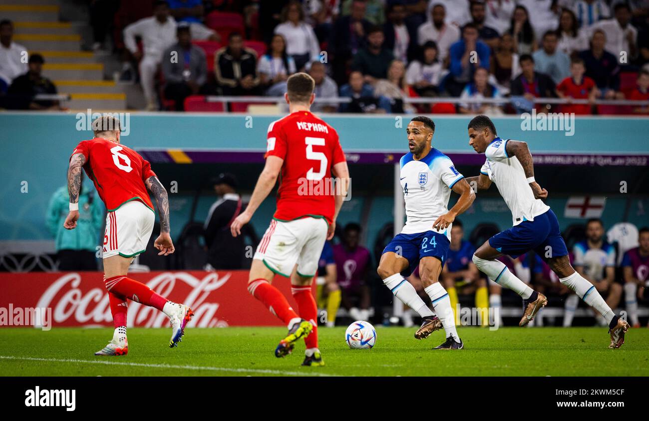 Doha, Qatar. 29th Nov, 2022. Callum Wilson (England), Marcus Rashford ...