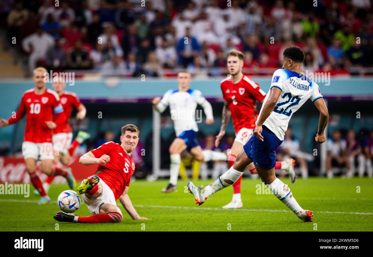 Doha, Qatar. 29th Nov, 2022. Jude Bellingham (England), Chris Mepham ...