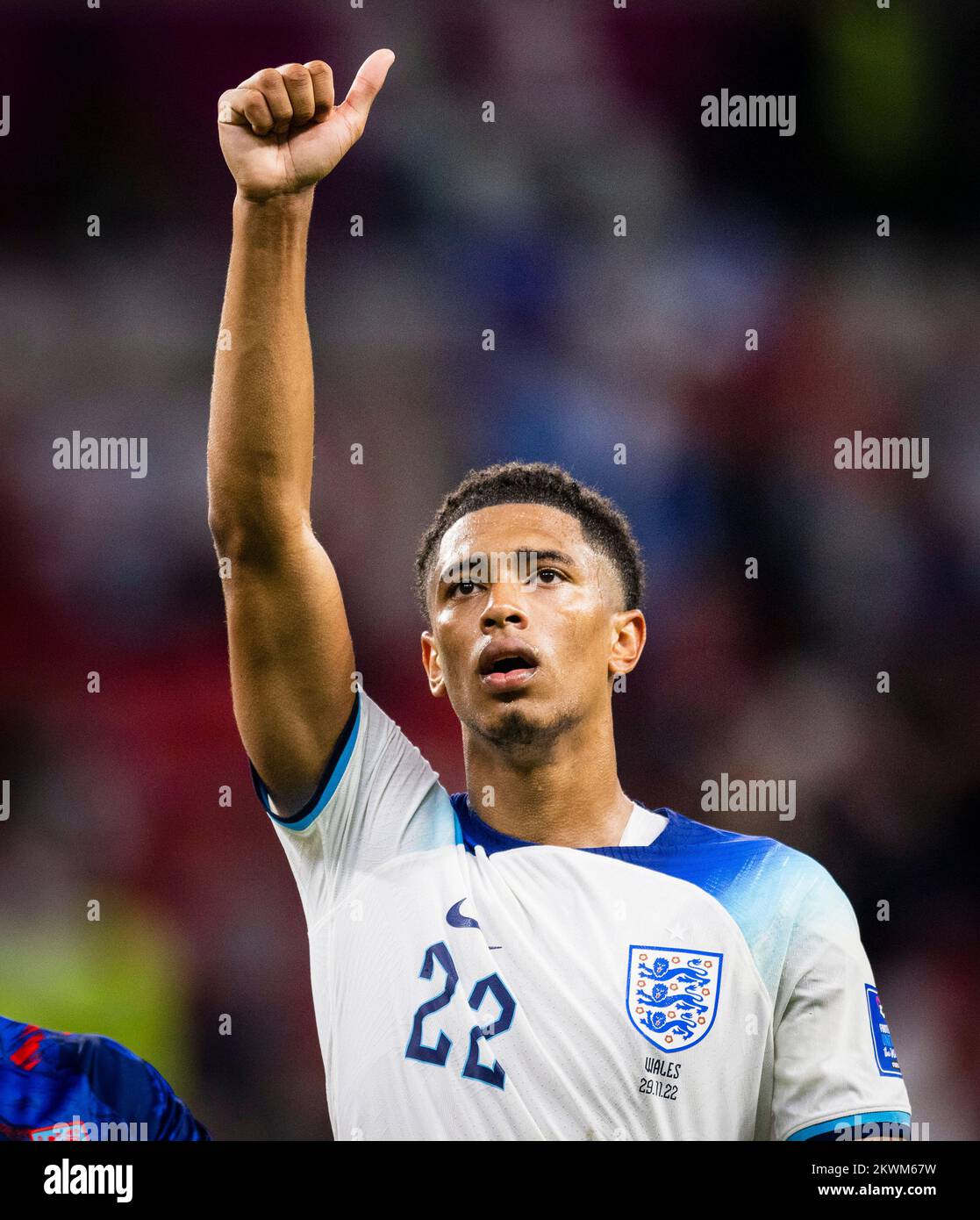 Doha, Qatar. 29th Nov, 2022. Thumbs up Jude Bellingham (England) Wales ...