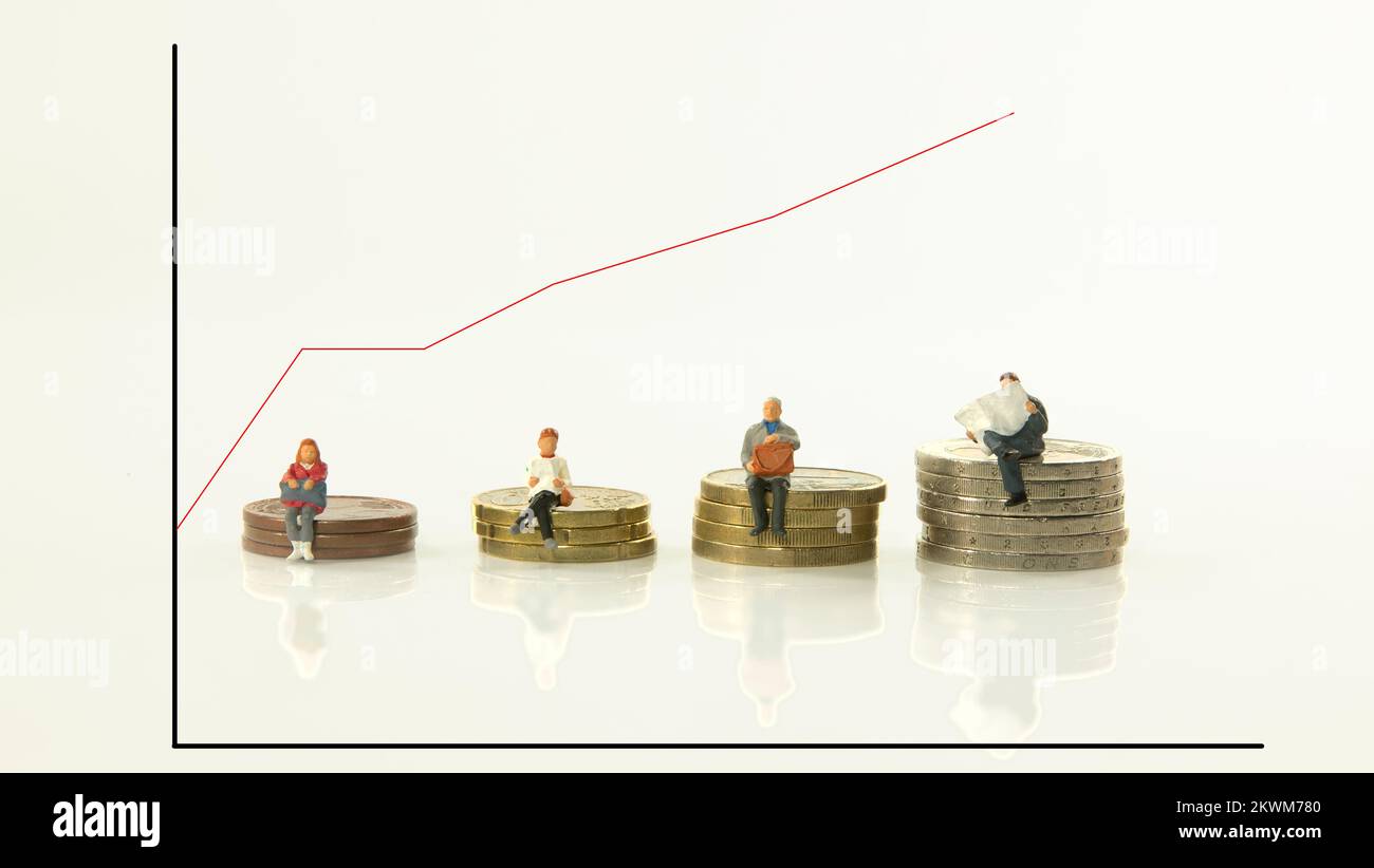 pensions continue to rise with higher benefits Stock Photo - Alamy