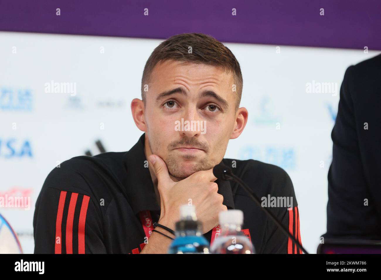 Belgium's Timothy Castagne pictured at a press conference of the ...