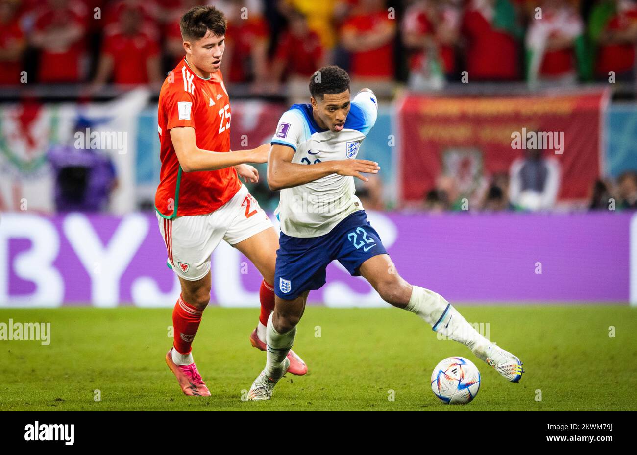 Doha, Qatar. 29th Nov, 2022. Jude Bellingham (England), Robin Colwill ...