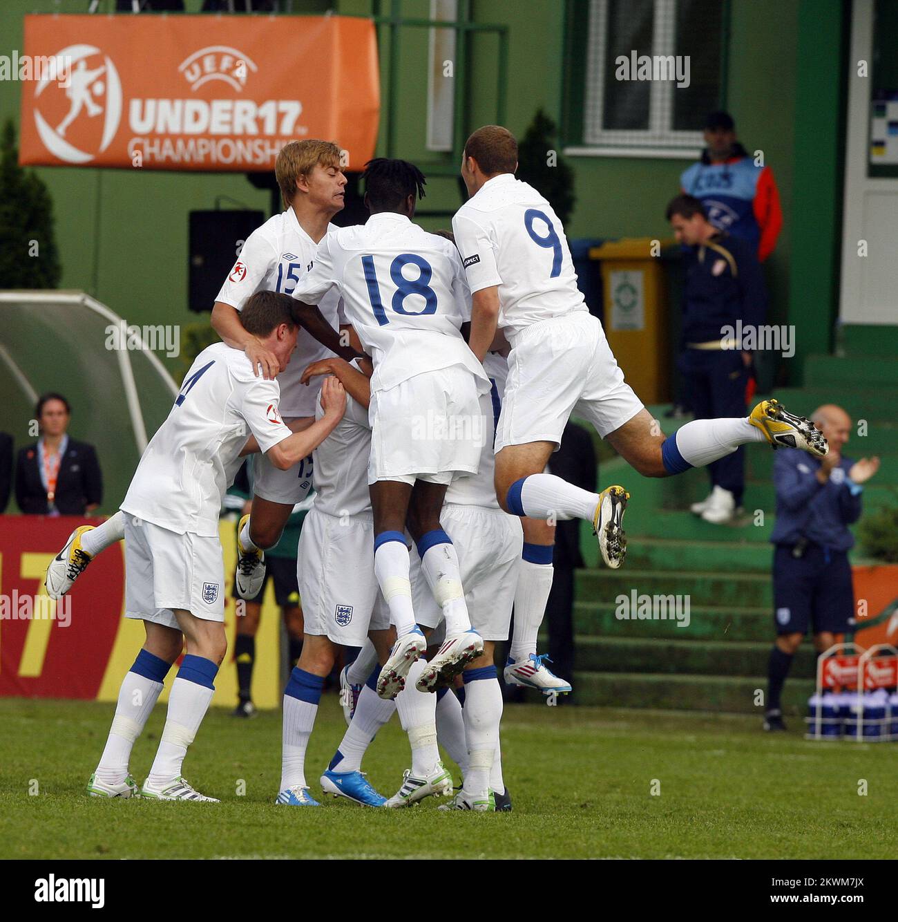 England's Samuel Magri, John Lundstram, Blair Turgott and Hallam Hope ...