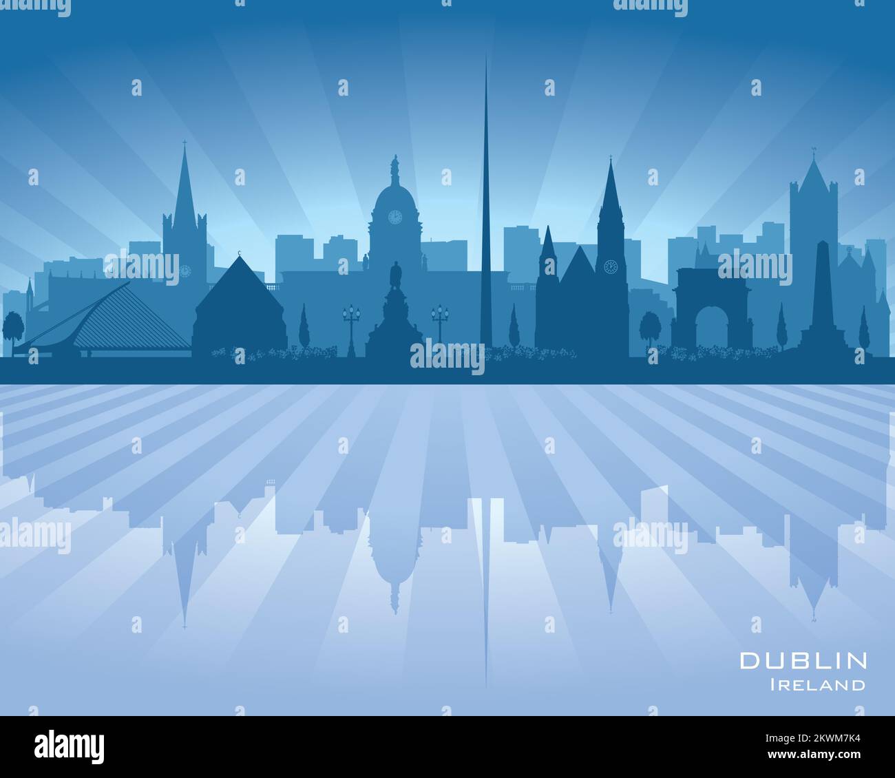 Dublin Ireland city skyline vector silhouette illustration Stock Vector ...