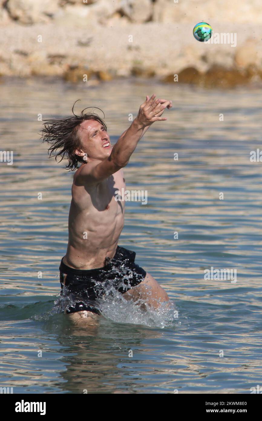 **PICTURE EXCLUSIVE** Football player Luka Modric on the beach near ...
